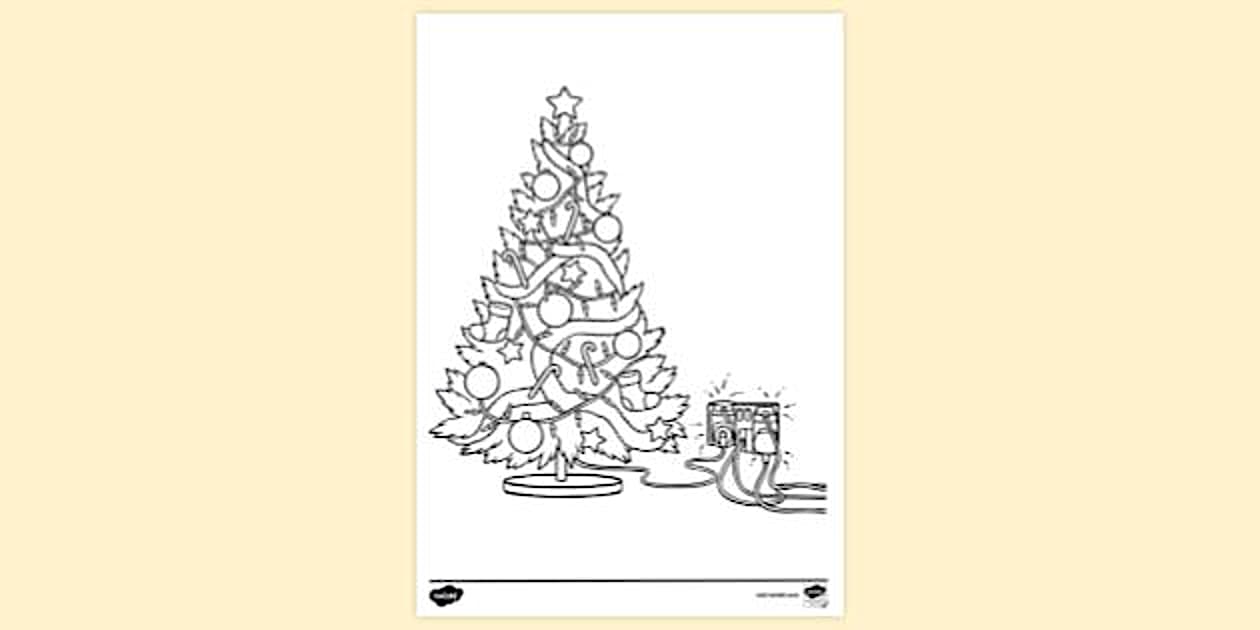 Christmas Tree with Fairy Lights and Overloaded Plug Socket