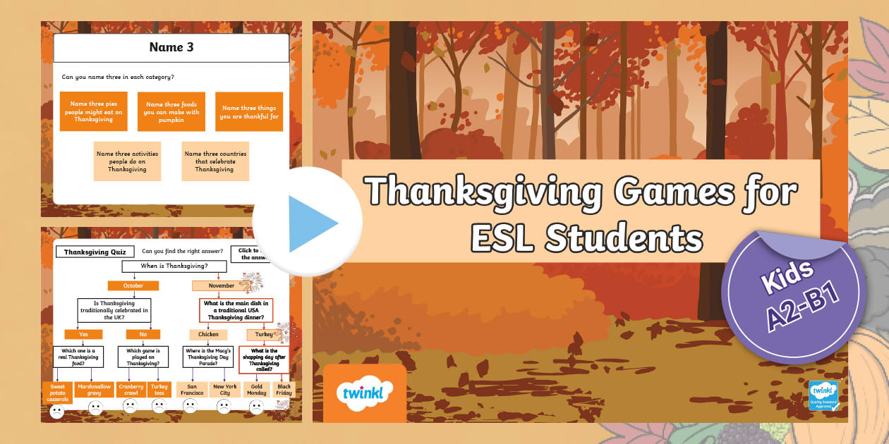 Thanksgiving Games for ESL Students - Twinkl