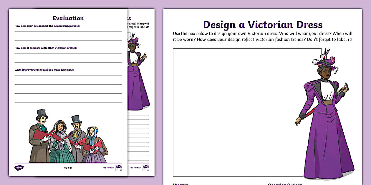 Design a Victorian Dress Worksheet (Teacher-Made) - Twinkl