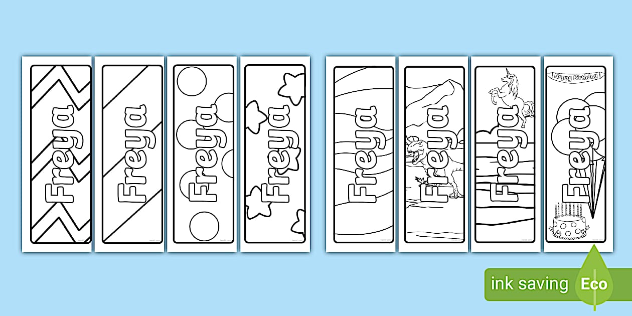 Freya Name Simple Colouring Bookmarks (teacher made)