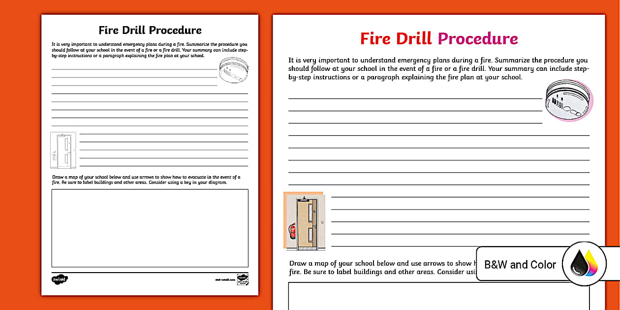 Fire Drill Procedure Activity - Twinkl