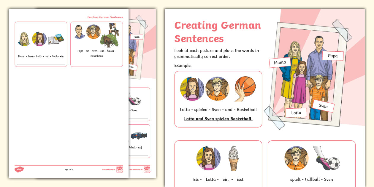 Creating German Sentences (teacher made) - Twinkl