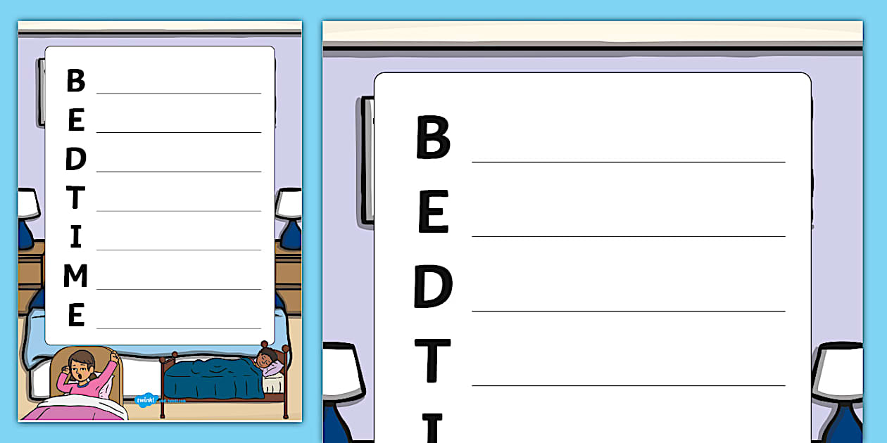 Bedtime Poetry: Acrostic Poem Template