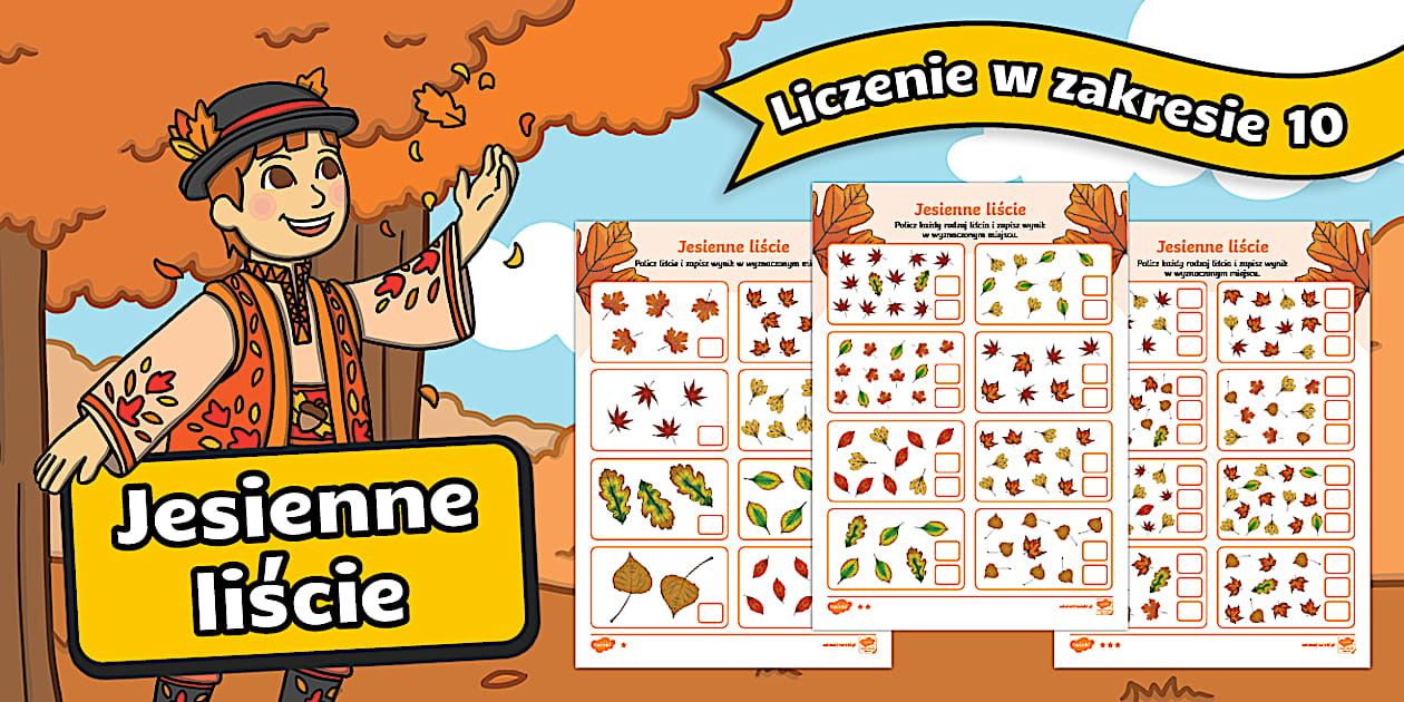 Jesienne liście | Liczenie do 10 | Karta pracy
