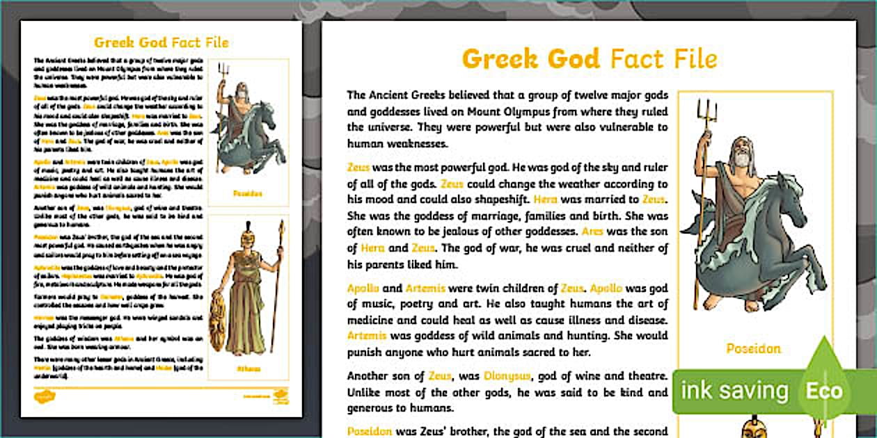 Editable Greek God KS2 Fact File (teacher made) - Twinkl