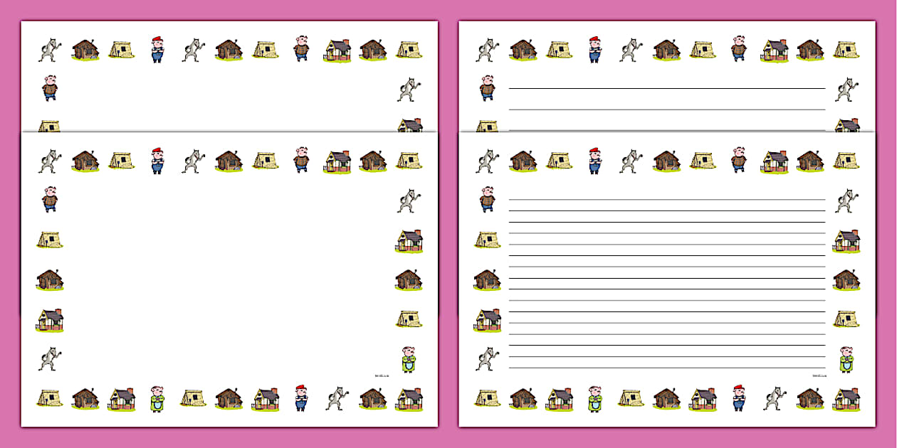 Editable The Three Little Pigs Page Borders (Landscape)