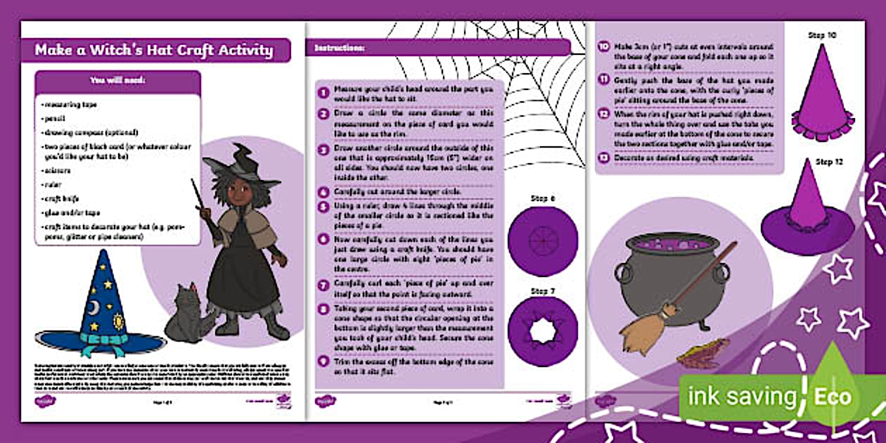 Make a Witch's Hat Craft Activity (teacher made) - Twinkl