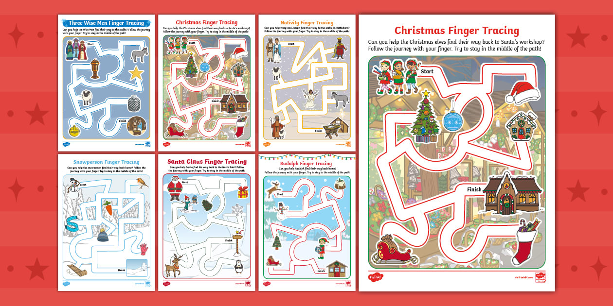 Christmas Finger Tracing Pack - Twinkl Fine Motor - Twinkl