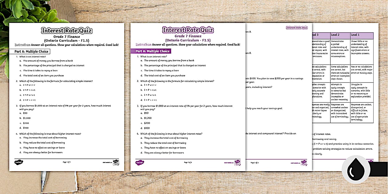 Interest Rates Quiz (Hecho por educadores) - Twinkl