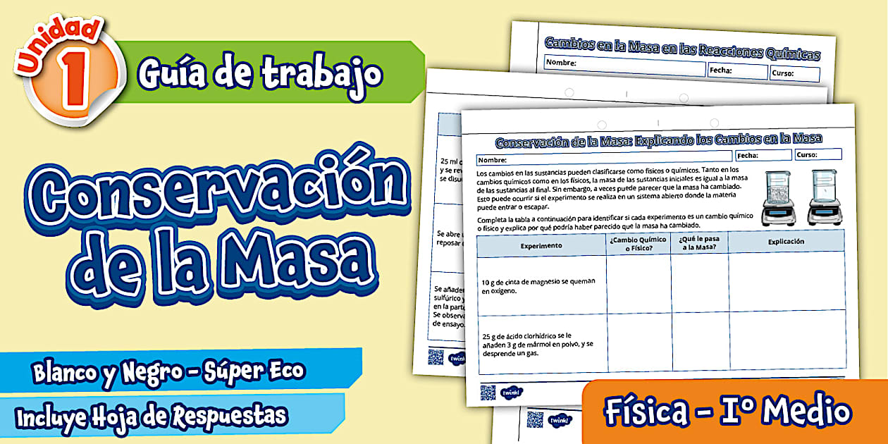 Guía | Trabajo | Conservación | Masa | I° Medio