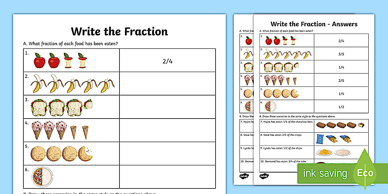 Write the Fraction Worksheet / Worksheet (teacher made)