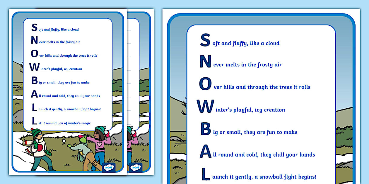 Snowball Acrostic Poem Example (Teacher-Made) - Twinkl