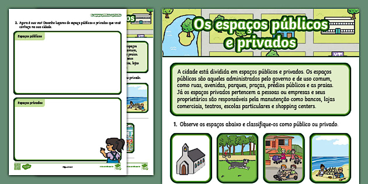 Espaço público e privado - Folha de atividades - Twinkl