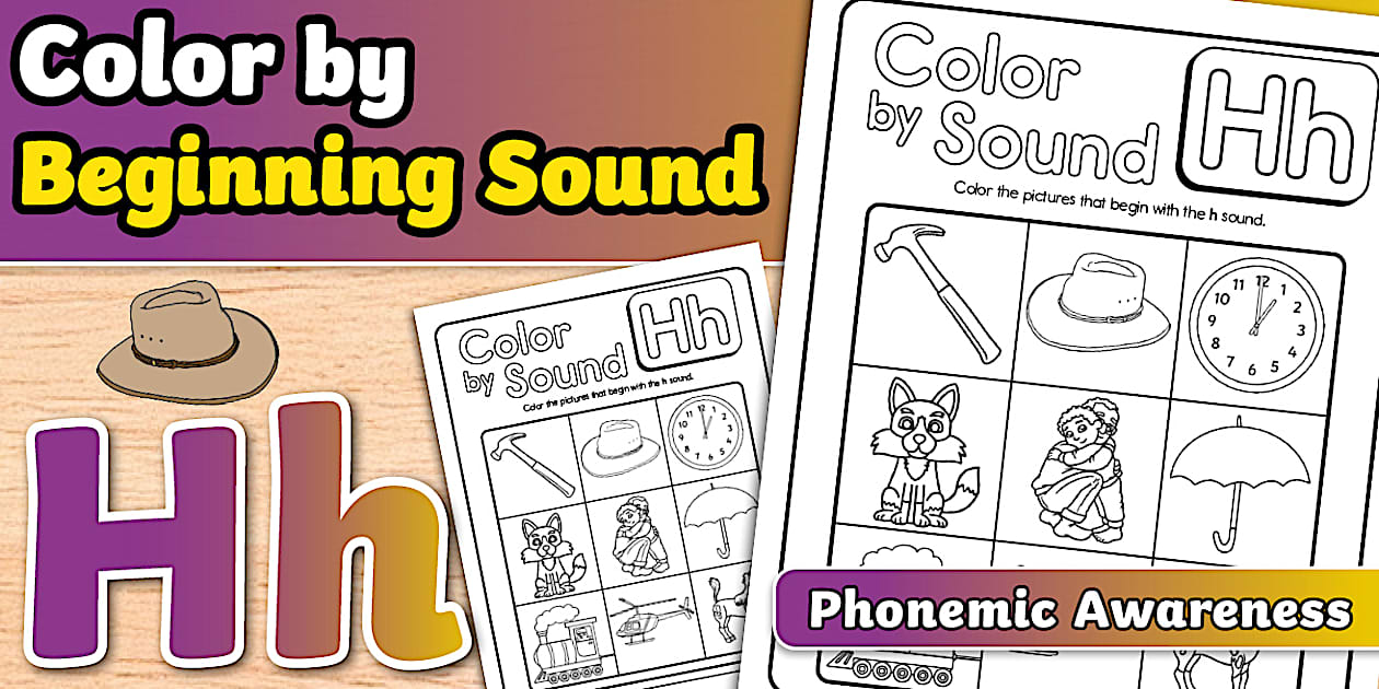 Color by Beginning Sound: Letter h Worksheet (teacher made)