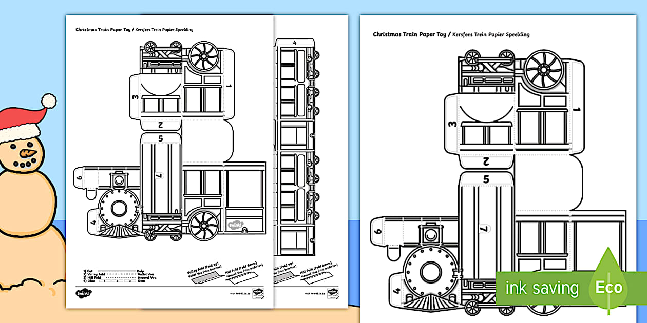 3D Christmas Train Paper Craft (teacher made) - Twinkl