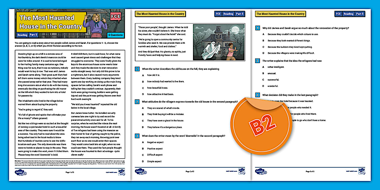 B2 First FCE Reading and Use of English (Haunted House)