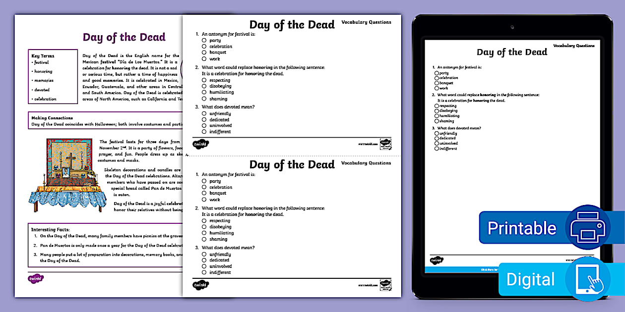 Fourth Grade Day of the Dead Fact Sheet | Twinkl USA