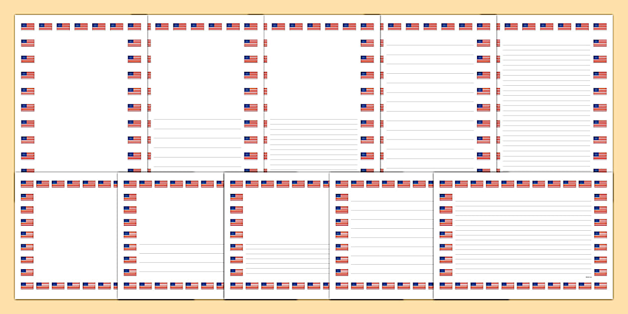 United States Flag Page Borders