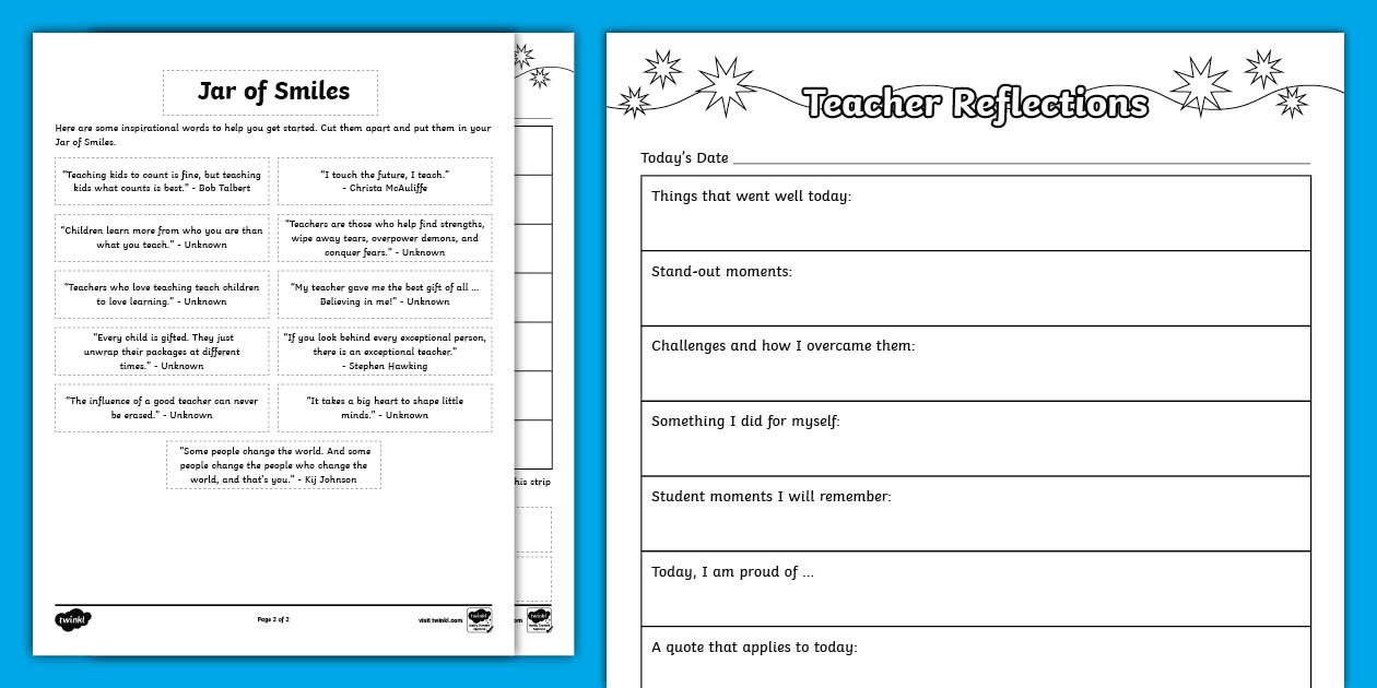 Teacher Reflections and Jar of Smiles (teacher made)