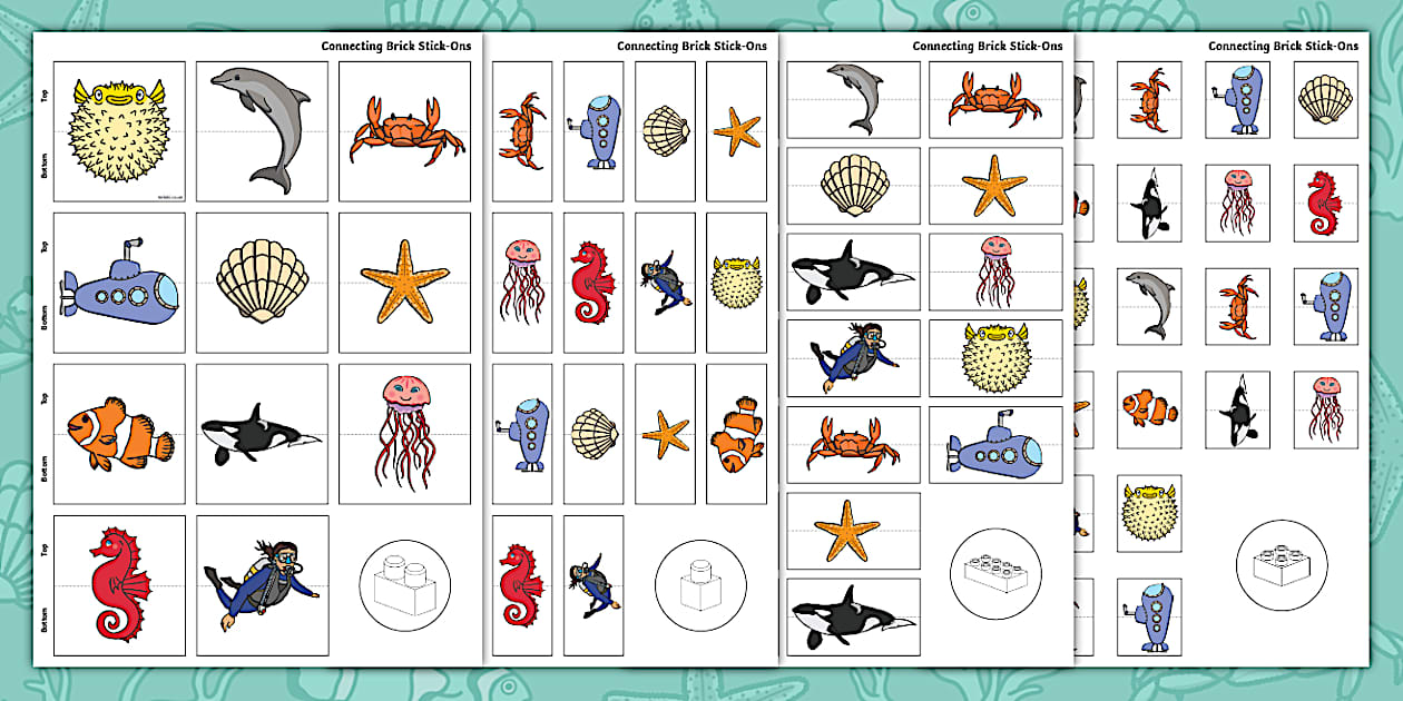 Under the Sea Matching Connecting Bricks Game (teacher made)
