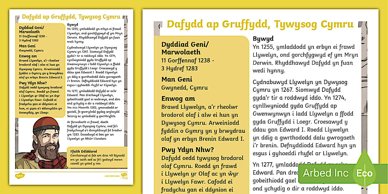 Ffeil Ffeithiau Dafydd ap Gruffydd (Hecho por educadores)