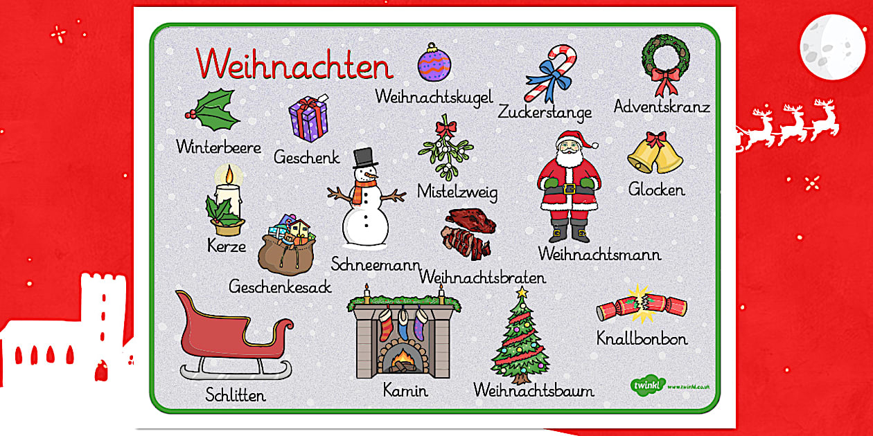 Weihnachten Wortschatz: Querformat-German (Lehrer gemacht)