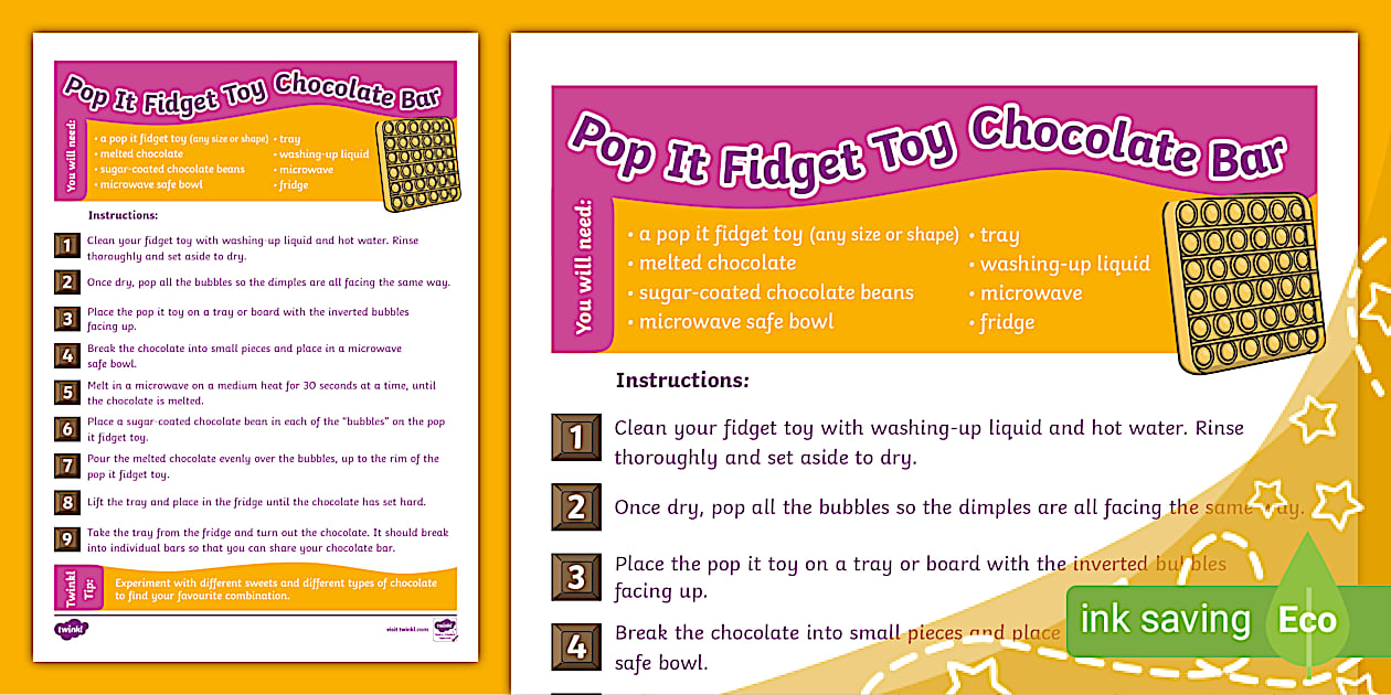 Pop It Fidget Toy Chocolate Bar - Twinkl