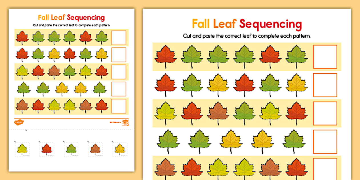 Fall Leaf Sequencing Cut and Paste Worksheet (teacher made)
