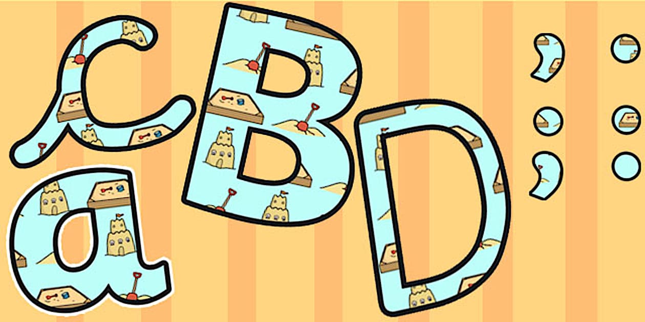 Editable Sand Area Themed A4 Display Lettering - Twinkl