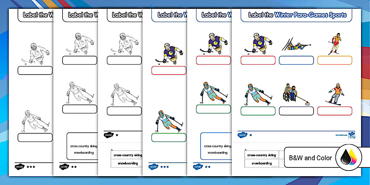 Winter Para-Games Labeling Worksheet | Twinkl