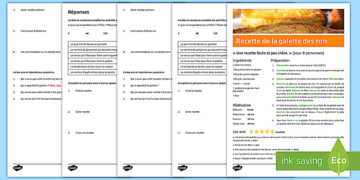 Compréhension écrite sur la galette des rois - Twinkl