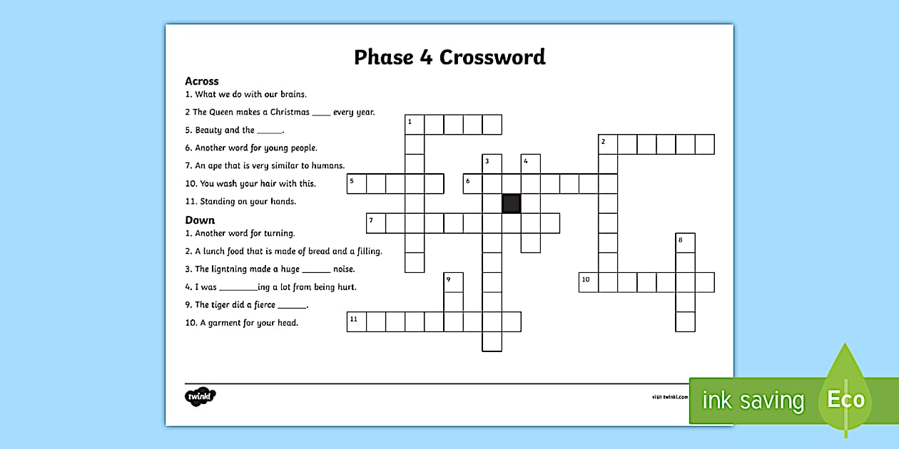 Phase 4 Phonics Crossword | Twinkl (teacher made) - Twinkl