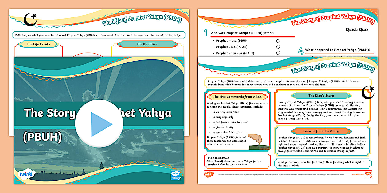 KS2 The Story of Prophet Yahya (PBUH) Teaching Pack