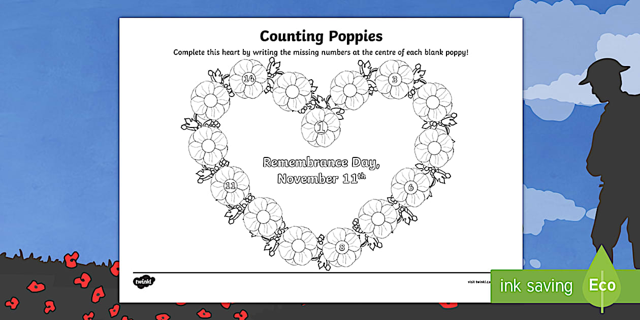 Poppy Counting Worksheet / Worksheet (teacher made) - Twinkl