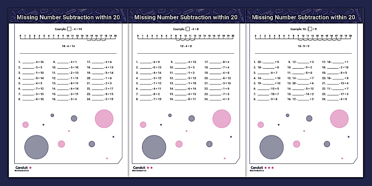Reinforcing Number: Subtraction Within 20 Activity - Twinkl