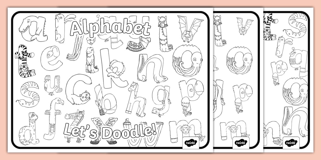 Let’s Doodle Alphabet-Themed Colouring Pages
