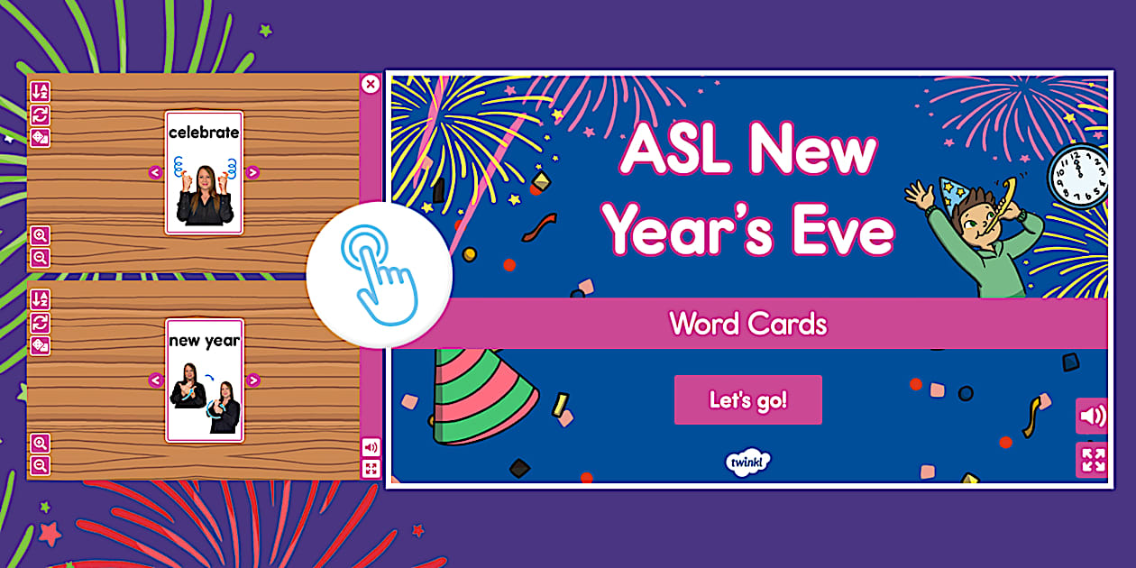 ASL New Year's Eve Interactive Word Cards (teacher made)