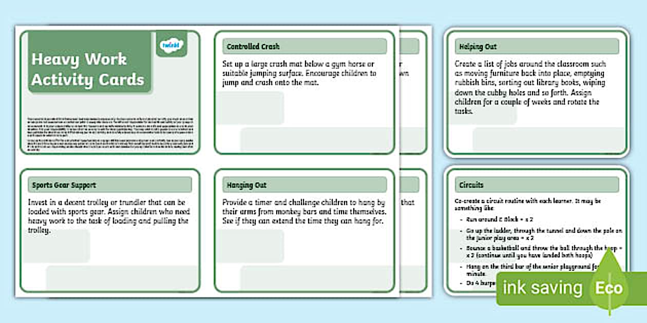 Heavy Work Activity Cards (Teacher-Made) - Twinkl