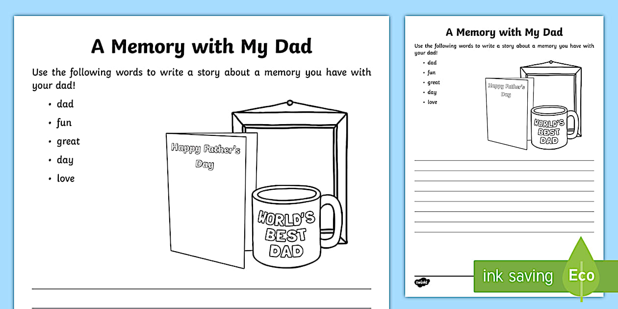 A Memory With My Dad Writing Worksheet / Worksheet - Twinkl