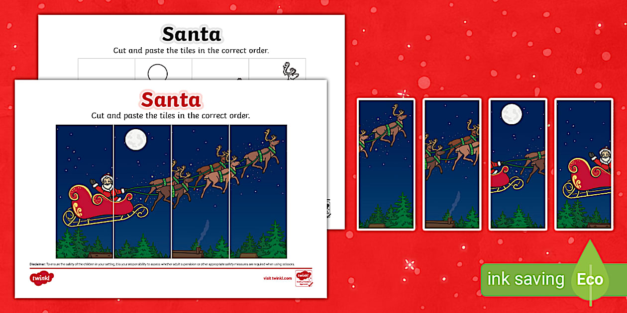 Santa Puzzle Strips (Hecho por educadores) - Twinkl