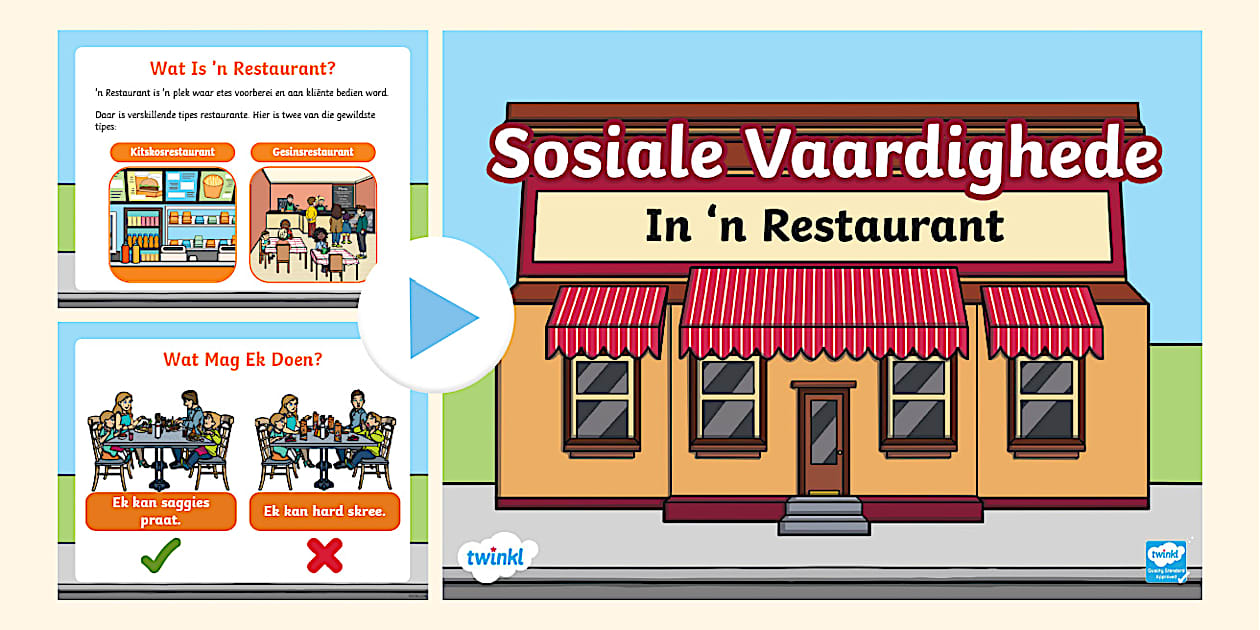 Sosiale Vaardighede - In 'n Restaurant Powerpoint - Twinkl