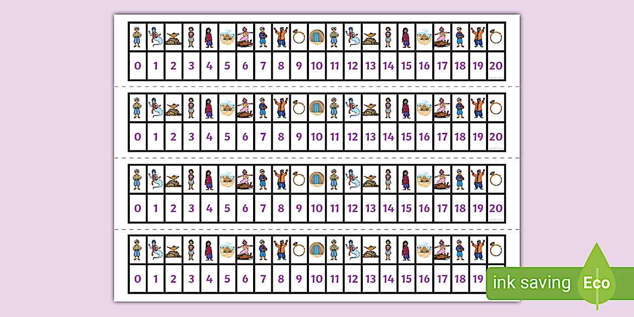 Aladdin Number Track 0 20 (teacher made) - Twinkl