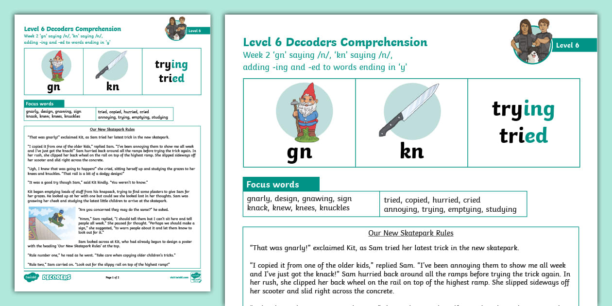 Twinkl Phonics KS2 Decoders Level 6 Week 2 Comprehension
