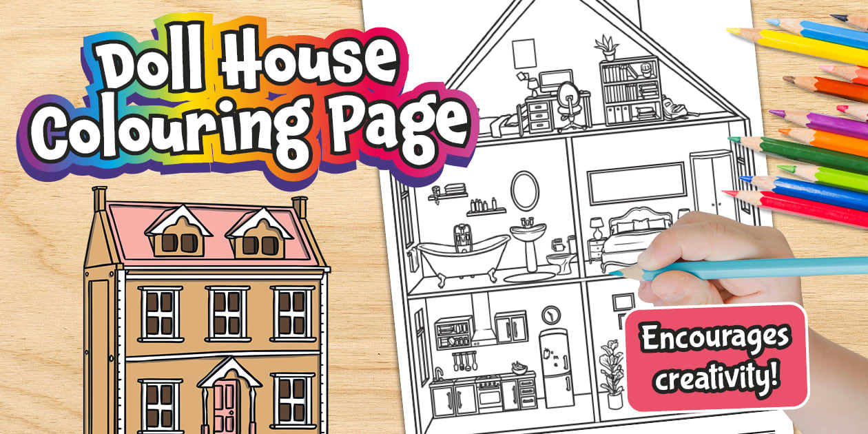 Doll House Colouring Page