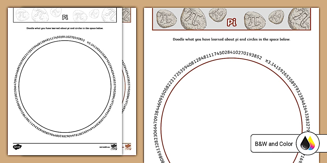 Pi Doodle Worksheet for 3rd-5th Grade (teacher made)