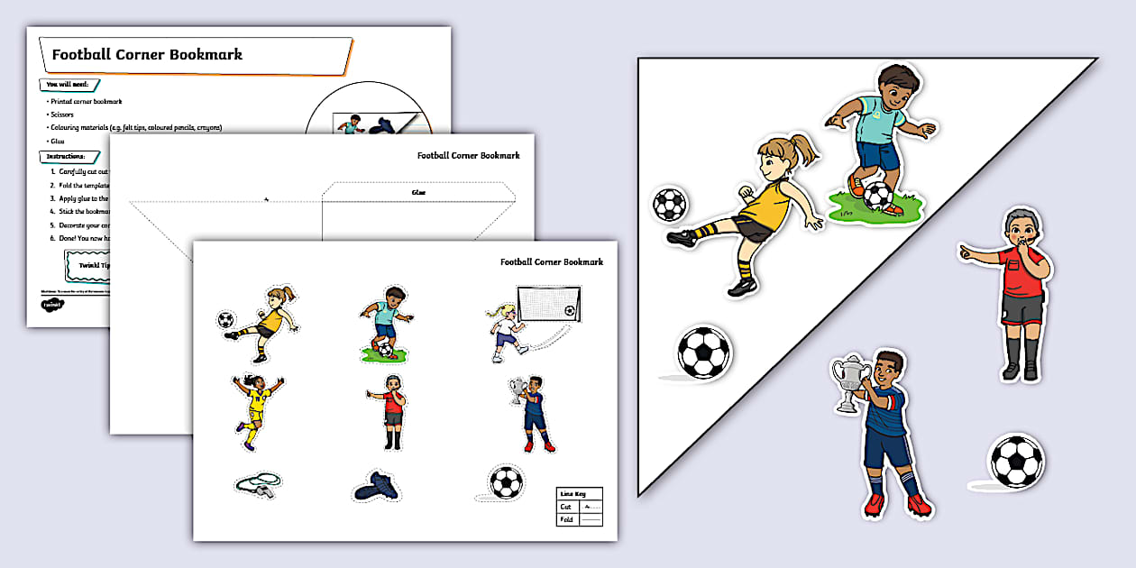 Football Corner Bookmark (teacher made) - Twinkl
