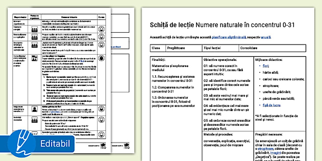 Consolidare numerele naturale 0-31 Schiță clasa pregătitoare