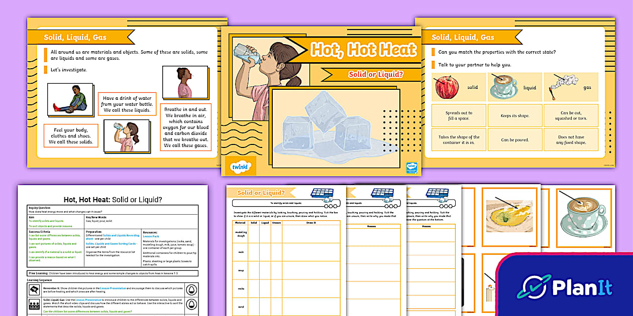 Yr 3 Science Hot, Hot Heat Lesson 4 Solid or Liquid? Twinkl
