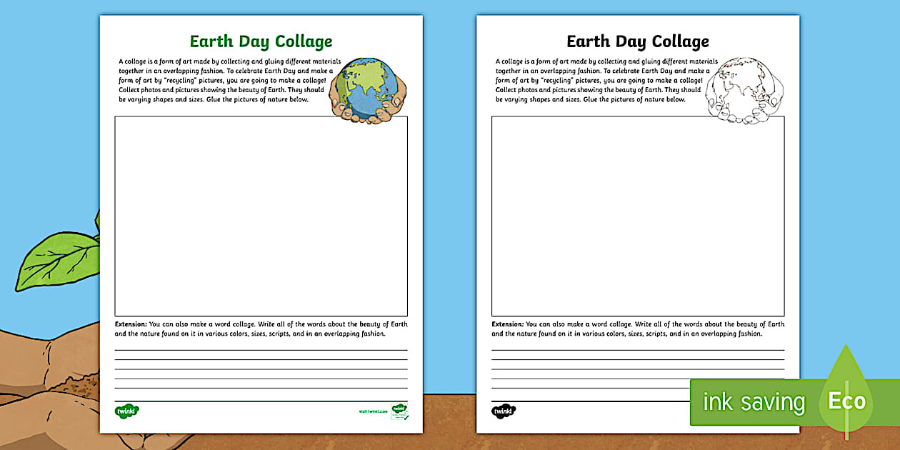 Earth Day Collage Worksheet for 3rd-5th Grade - Twinkl