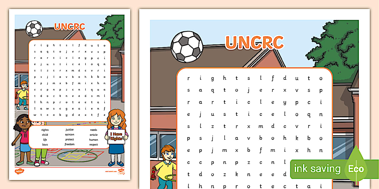 UNCRC The Rights of the Child Word Search | Twinkl - Twinkl